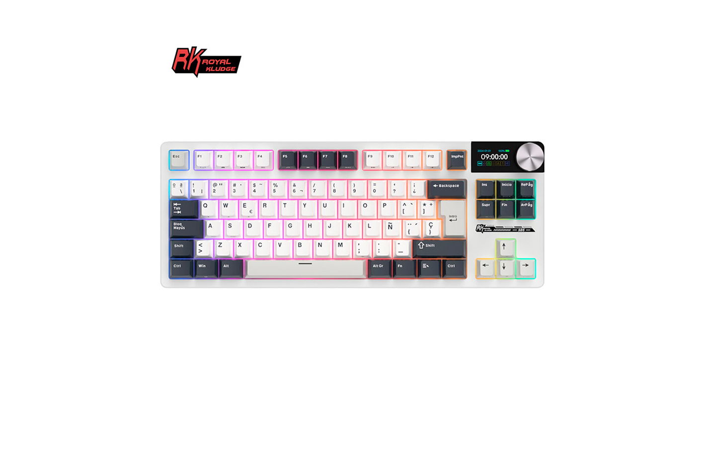 Teclado para Mac y Windows Royal Kludge RKS85 ISO-ES RGB Hot-Swappable Switch Cloud Wireless ...