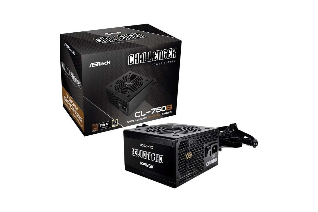 Fuente de Alimentación Asrock 750W 80 PLUS Bronze Challenger CL-750B Protección Avanzada Negro ...