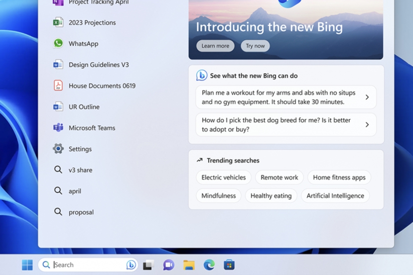 Bing Chat con la tecnología de OpenAI se integra en Windows 11